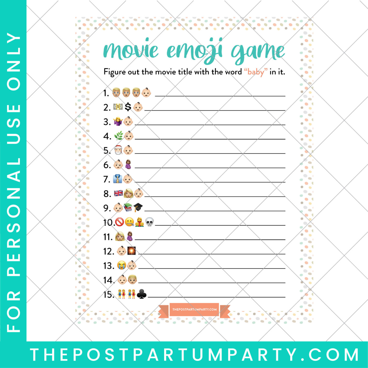 Fun Printable Baby Shower Emoji Game - The Postpartum Party